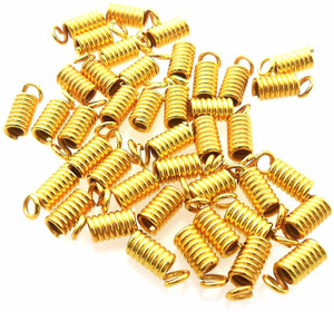jaz Golden Finish Spring Coil Terminators Crimp Cord Ends Pack of 50 ...