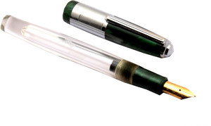 Ledos Airmail Jumbo Size Clear Acrylic Green Marbled Cap Fountain Pen ...