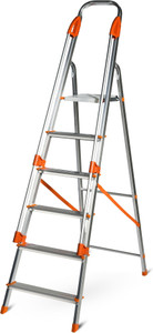 FREIHEIT Eurostar Premium 206 Aluminium 5 Step + Platform Ladder w ...