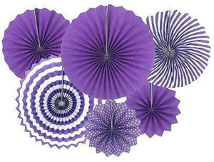 HATELLO 6Pcs Purple Paper Fan Decoration for Birthday Decorations Items ...