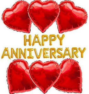 Flipkart.com | PAHUJA Solid HAPPY ANNI GOLD FOIL 16 RED HEART FOIL6 ...