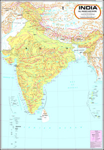 India Rivers & Hill Ranges map Photographic Paper - Maps posters in ...
