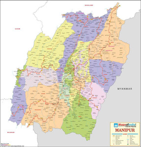 Manipur Detailed Political Map Fine Art Print - Maps posters in India ...