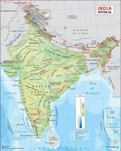 India Physical Map Fine Art Print - Maps posters in India - Buy art ...