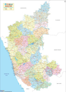 Karnataka Detailed Political Map Fine Art Print - Maps posters in India ...