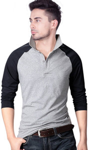 PeppyZone Colorblock Men Polo Neck Black T-Shirt - Buy PeppyZone ...