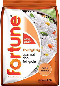 FORTUNE Everyday Basmati Rice, 1 kg Basmati Rice (Full Grain, Raw ...