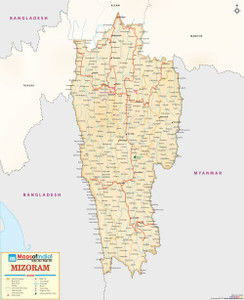 Mizoram Detailed Antique Map Fine Art Print - Maps posters in India ...