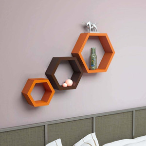 Axe craft Wall Shelf Rack Hexagon Shape Storage Wall Shelves Set of 3 ...
