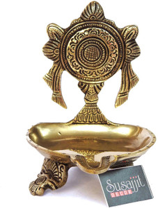SUSAJJIT DECOR Brass Deepam with Religious Chakra Symbol Home Décor ...