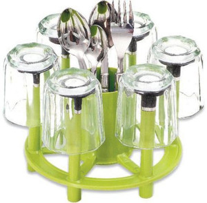 TOY STORE plastic glass and spoon stand, fridge top glass stand, dining ...