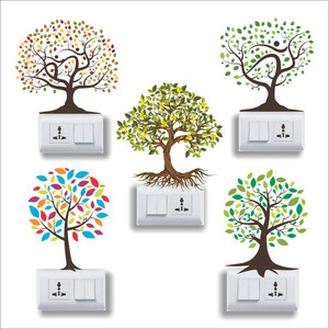 Printart 15 cm Multicolor Tree Medium Switch Board Sticker, Wall ...