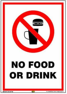Mr. SAFE No Food or Drink In Hard Plastic Lamination A4 (8 Inch X 12 ...