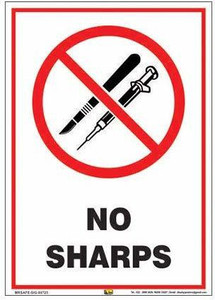 Mr. SAFE No Sharps In PVC Sticker A4 (8 Inch X 12 Inch) Emergency Sign ...