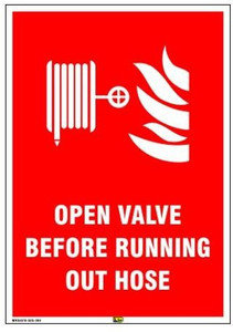 Mr. SAFE Open Valve Before Running Out Hose In PVC Sticker A5 (6 Inch X ...
