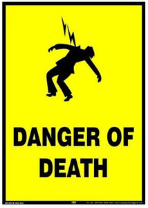 Mr. SAFE Danger of Death In PVC Sticker A4 (8 Inch X 12 Inch) Emergency ...