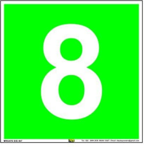 Mr. SAFE Number Eight In PVC Sticker (8 Inch X 8 Inch) Emergency Sign ...