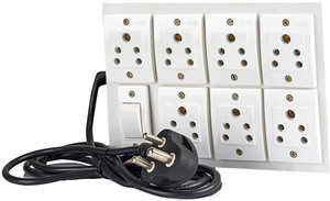 Tinax Plastic Extension Switch Board with 7 Sockets ,1 Switches, 12 ...