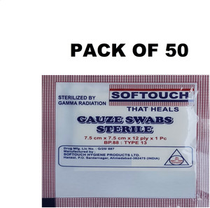 Softouch Gauze Swabs Sterile 7.5 cm x 7.5 cm x 12 ply Gauze Medical ...