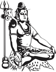DivineDesigns 48 cm Shiv Ji Black Wall Sticker ( Size :- 48 X 61 cm ...