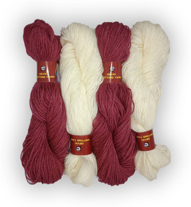 devki knitting yarn PACK OF 200 gm YARN . PEARL WHITE AND MULBERRY ...