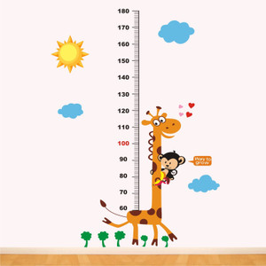 WALL STICKS 150 cm Giraffe Height Measurement Chart Sun Clouds Baby ...
