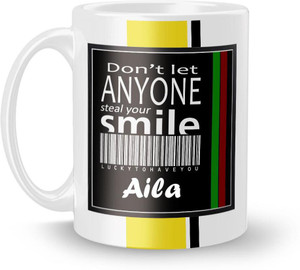 Beautum DON'T LET ANYONE STEAL YOUR SMILE Aila Printed White Ceramic ...