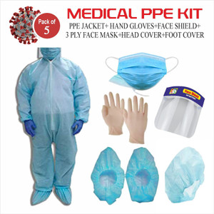 Taaraa MEDICAL PPE KIT(PPE JACKET+ HAND GLOVES+FACE SHIELD+FACE MASK ...