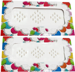 amrapali White round stone bindi for girls women 2(packs) forehead ...