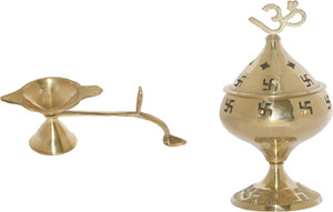 Shriram Traders Aarti/Diya & Akhand Jyoti Diya/Lamp Combine Set/ Brass ...
