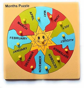 TEFARAH DECOR Wooden Months Name Educational Jigsaw Puzzle with Bright ...