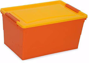 Nilkamal Plastic Stackable Storage Box with Wheels, 50 L, (Orange and ...