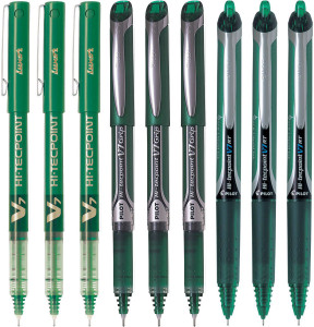PILOT V7/V7 Grip/V7 RT (Green - Set of 9) Roller Ball Pen - Buy PILOT ...