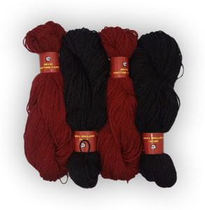 devki knitting yarn PACK OF 200 gm YARN . MAROON & BLACK COLOR. - PACK ...