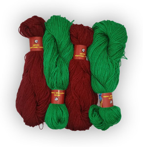 devki knitting yarn PACK OF 200 gm YARN . MAROON & GREEN COLOR - PACK ...