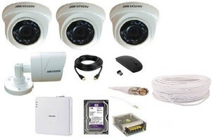 HIKVISION 2mp, 3 dome camera, 1 bullet camera, 4 channel dvr, 4 channel ...