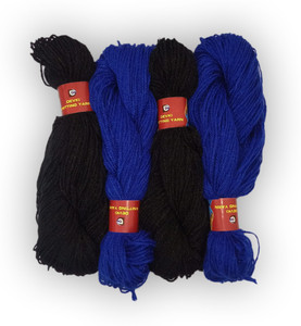 devki knitting yarn PACK OF 200 gm YARN . BLACK & ROYAL BLUE COLOR ...
