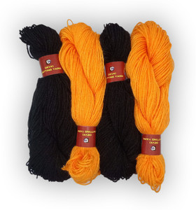 devki knitting yarn PACK OF 200 gm YARN . BLACK & LIGHT ORANGE COLOR ...