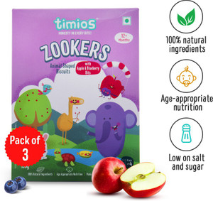 Timios Zookers Apple and Blueberry Bits Animal Shaped Biscuits for 12 ...