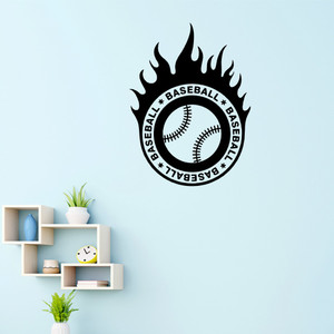 crystalsign Burning Baseball Ball Logo Wall Sticker Price in India ...