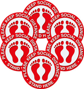 Anweshas 26 cm Pack of 6 Please Keep Social Distance Stand Here Floor ...