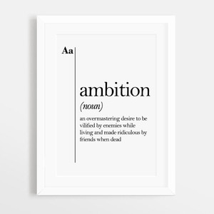 Ambition White Motivational Framed Poster for Home and Office Wall ...