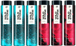 Wild Stone 3 ULTRA SENSUAL DEO TALC 100g + 3 HYDRA ENERGY DEO TALC 100g ...