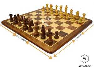 Wigano 21"inch X 21"inch Wooden Chess Board with 3.5"inch King Size ...