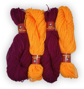 devki knitting yarn PACK OF 200 gm YARN . JAM & ORANGE COLOR . - PACK ...