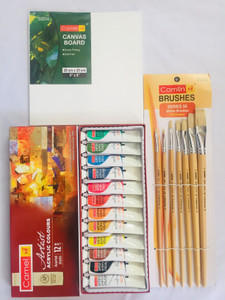 Flipkart.com | Camlin artist acrylic colours +bristles brushes+canvas ...