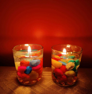 SHIPRA'S GALLERY Fancy Gel Glass Candles (set of 4) with mild rose ...