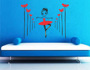 WALL GURU 115 cm Beautiful Belly dancer lady in red flowers wall ...