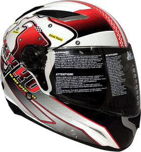 NIKKO N-801 WHITE RED CIRCUIT-GLOSSY-LARGE-FULL FACE HELMETS Motorbike ...