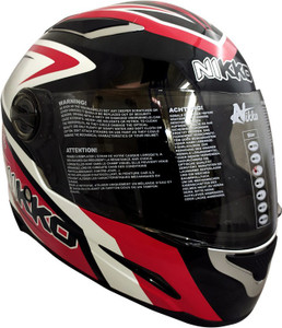 NIKKO N-801 BLACK RED DESIRE-GLOSSY-LARGE-FULL FACE HELMETS Motorbike ...